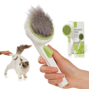 viojojo cat brush dog brush with release button for shedding, self cleaning cat comb hair brush for indoor cats, dog deshedding brush grooming kit, pet supplies hair remover tool