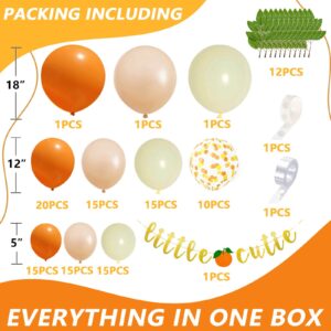 Little Cutie Baby Shower Decorations, Orange Yellow White Balloons Balloon Arch Garland kit with Artificial Willow Leaves for Cutie Fruit Baby Bridal Shower Birthday Party Decorations