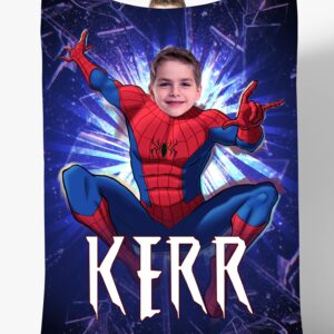 ROYAMS Kids Superhero Blanket Personalized Photo Kids Super Hero Blanket Custom Superhero Blankets for Kids