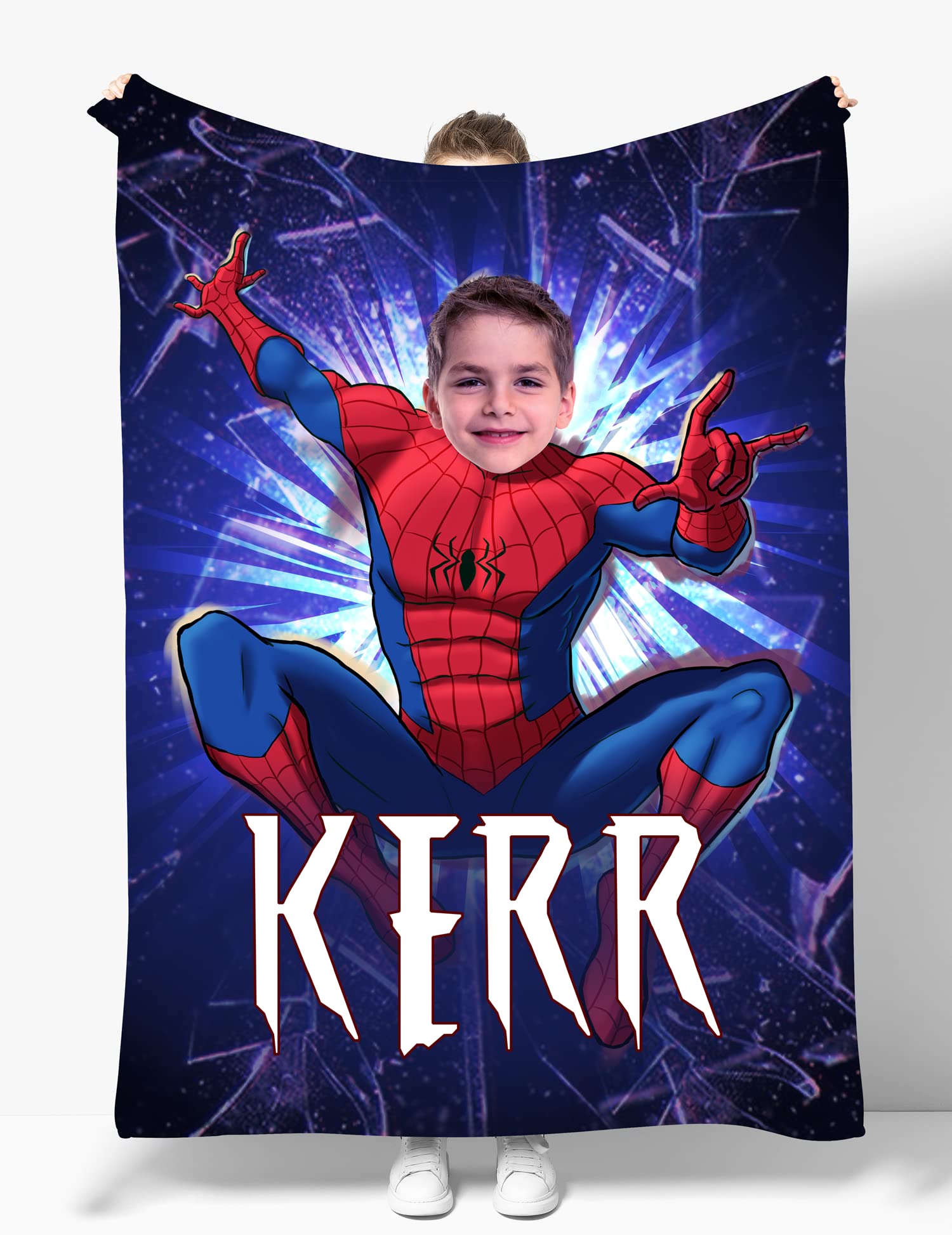 ROYAMS Kids Superhero Blanket Personalized Photo Kids Super Hero Blanket Custom Superhero Blankets for Kids