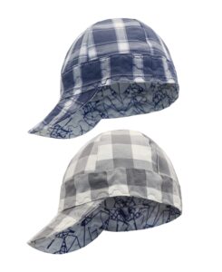 bocomal 2 pack welding cap plaid style cat2 nfpa2112 flame resistant 7oz midweight welder hats 7 1/8