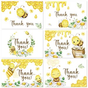 anydesign 36 pack honey bee thank you cards bulk watercolor bee honeycomb flower thank you note cards with envelopes stickers for summer birthday baby shower wedding bridal party supplies