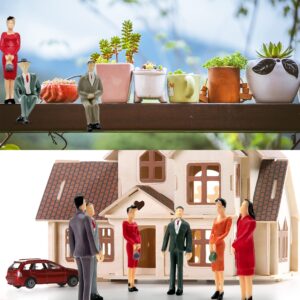 XIPEGPA People Figurines Mini Trains Architectural 1:25 Scale People Painted Figures Plastic People Small Dollhouse People Standing and Seat for Miniature Scenes