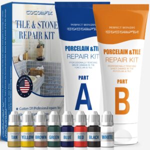 tile repair kit, ceramic tile repair kit(color match), porcelain repair kit with super strong adhesion, fix porcelain tile chips, cracks, holes on ceramic tile, porcelain, acrylic, fiberglass