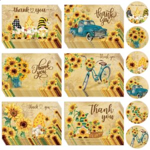 whaline 36 pack sunflower thank you cards vintage spring summer flower truck notes with stickers envelopes retro floral blank cards for baby shower wedding birthday bridal shower party