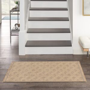 nourison washable jute geometric natural 2' x 4' area -rug, easy -cleaning, non shedding, bed room, living room, dining room, kitchen (2x4)