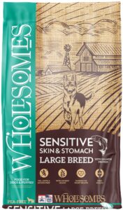 wholesomes sensitive skin & stomach large breed with salmon and ancient grains dry food for dogs and puppies (30 lb. bag)