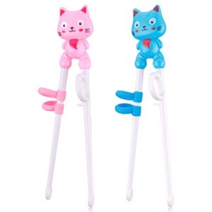 abeillo 2 pairs animals training chopsticks for beginners adults, reusable training chopsticks with chopstick helper for kids learning chopstick