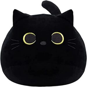 webingo black cat plush toy 16'' black cat pillow, soft plush doll black cat stuffed animal, 3d black cat plushies pillow baby cute plush toys shape cat design sofa fat pillow gifts for boys girls