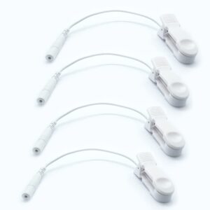 ear clip electrode lead wires, 2.0mm pin snap connection compatible with most tens ems units, 4pcs