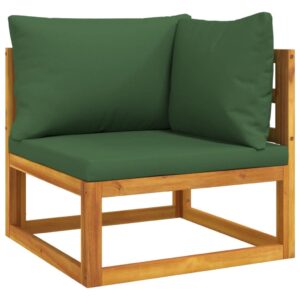 vidaxl sectional corner sofa with green cushions - outdoor patio furniture, solid acacia wood, modular design, comfortable seating, easy assembly, maintains vibrancy