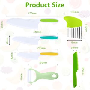 HOTUT Montessori Kitchen Tools,6Pieces Knives for Kids Nylon Kids Safe Cooking Knives Serrated Edges,Y Peeler For Cooking and Cutting Fruit,Suitable for Children and Beginners