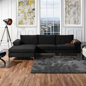 casa andrea milano modern large velvet l-shape sectional sofa, with extra wide chaise lounge couch