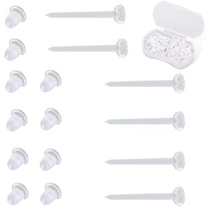 nkwuire plastic earrings, 200 pcs invisible clear earrings for sports, clear plastic post earring studs for sports, flat silicone earrings rubber earrings clear earrings for work