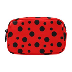 glaphy ladybug polka dots red pencil case large capacity pencil pouch zipper storage cosmetic bag