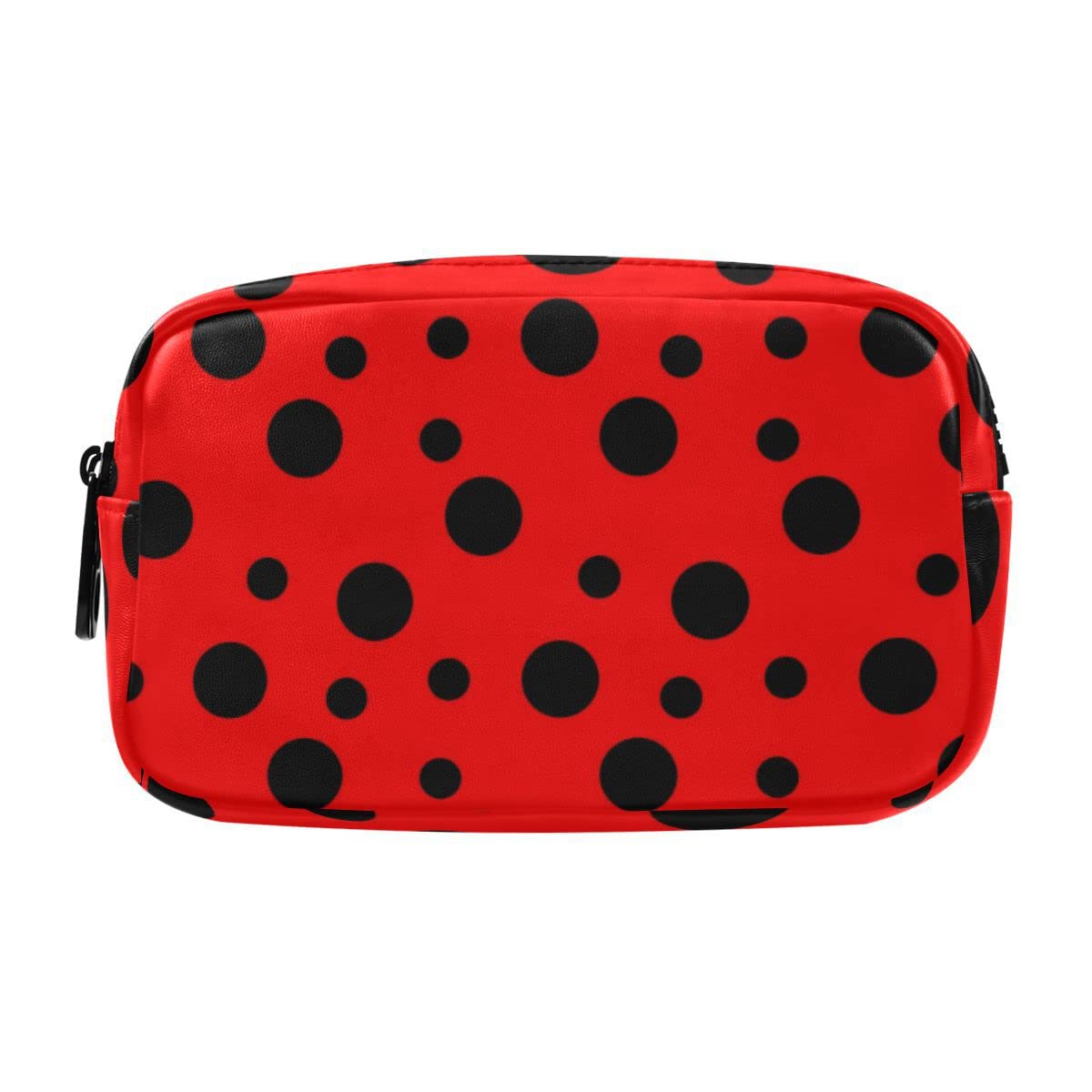 Glaphy Ladybug Polka Dots Red Pencil Case Large Capacity Pencil Pouch Zipper Storage Cosmetic Bag