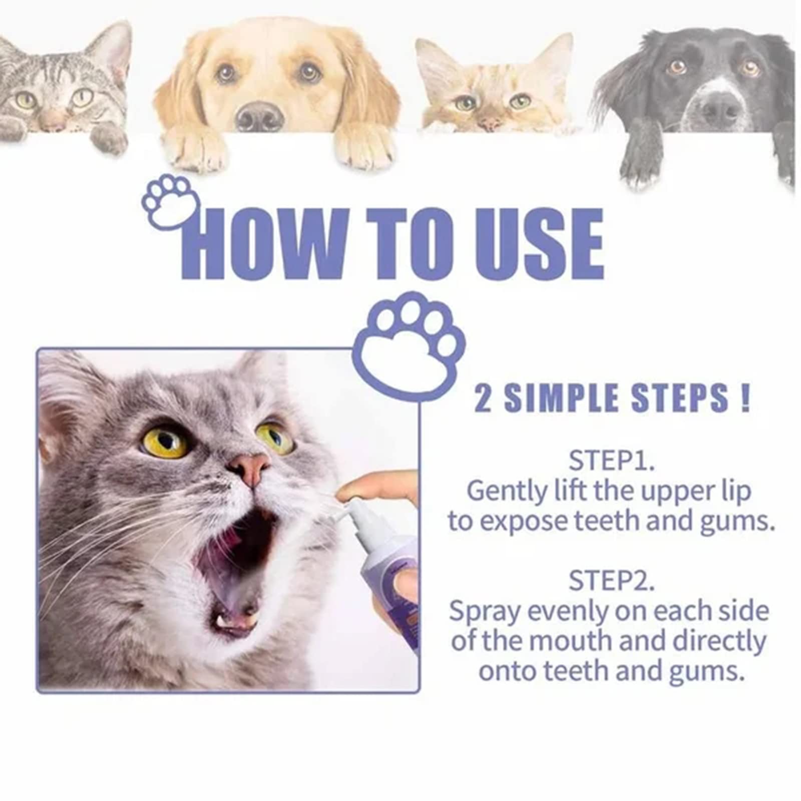 YKLWORLD Pet Teeth Cleaning Spray, Pet Clean Breath Freshener Breath Removal Spray, Pet Mouth Spray, Teeth Cleaning Spray for Dogs & Cats, Pet Clean No Brushing Pet Oral Care Spray (1PCS)