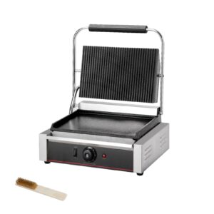 commercial panini contact grill large sandwich press panini maker machine electric with ribbed top and bottom plate (ribbed top&smooth bottom)