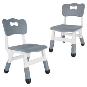 funlio adjustable kids chair (2pcs), 3 level height adjustable toddler chair for ages 3-8, sturdy child chair with maximum bearing 220lbs, for classrooms/daycares/homes, cpc & ce approved - grey