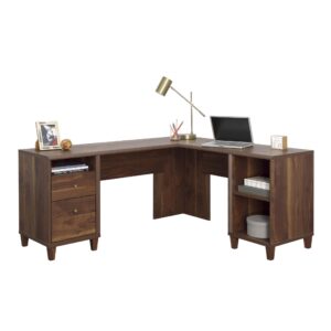 Sauder Willow Place L-Shaped Home Office Desk, Grand Walnut Finish