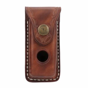 tourbon edc leather pocket folding knife sheath 3.8 inch blade carrier holster flashlight holder case for belt