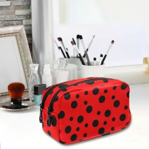 Glaphy Ladybug Polka Dots Red Pencil Case Large Capacity Pencil Pouch Zipper Storage Cosmetic Bag