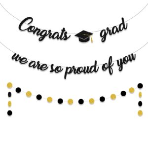 tinbax graduation decorations class of 2024 party supplies - congrats grad banner and we are so proud of you banner(pre-strung)