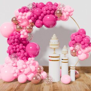 pink balloon arch garland kit142 pcs, pink balloon garland kit metallic rose gold confetti balloons for birthday wedding valentines day party decorations.