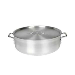 truecraftware- 40 qt. aluminum brazier pot with cover 6mm thickness- heavy weight cookware braiser pan braising pan perfect roasting baking sauteing searing and pan frying mirror-finished