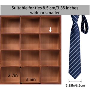 Ribgwo Tie Organizer Wall Mounted Tie rack,Tie box for Men,Tie Storage Box Organizer with 16 Compartments，Tie Display Racks for Bedroom, changing room, Men Wardrobe