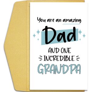 qiliji father's day card for grandpa, happy father's day card from kid, grandpa birthday card, you are an amazing dad and one incredible grandpa