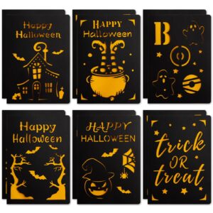 fancy land halloween cards die cut design happy halloween greeting cards with envelopes and stickers assortment 5” x 7”