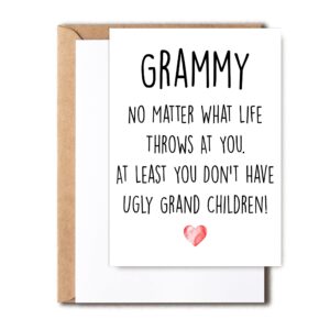 funny grammy card, no matter what life throws at you at least you don't have ugly grand children, greeting birthday card, mother's day card