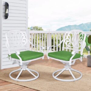 w warmhol patio dining chairs set of 2 swivel patio chairs, outdoor all-weather cast aluminum furniture chairs set with cushion, bistro rocker chairs for deck, lawn, garden, backyard, white