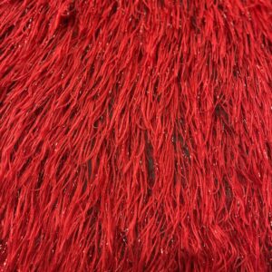 fashion fabrics llc red metallic faux ostrich feather lace apparel costume fabric - sold by the yard - 54"