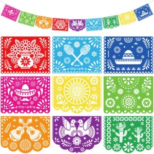 futureplusx 18 feet fiesta banner, mexican party banner fiesta garland pvc cinco de mayo decor papel picado decorations for dia de los muertos mexican party supplies