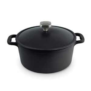 dash zakarian by dash 4.5 qt nonstick cast iron dutch oven, titanium ceramic nonstick pot with lid and handles, black