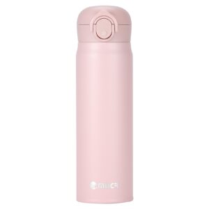 mucr 17 oz / 500 ml insulated water bottle, stainless steel thermo coffee travel mug, thermal cup with snap flip lid, bpa free for hot and cold drinking, pink