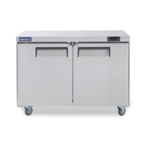 icecasa 48" w commercial freezer worktop undercounter freezer single door stainless steel counter fan cooling freezer 13 cu.ft for restaurant, bar, shop, etc