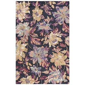 safavieh blossom collection area rug - 8' x 10', charcoal & plum, handmade french country floral wool, ideal for high traffic areas in living room, bedroom (blm467h)