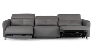 zuri modern macau reclining leather sofa in slate