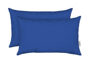 rsh decor: lumbar throw pillows set of 2 | 20” x 12" | all-weather spun fabric | water and fade-resistant | outdoor support pillows for patio furniture | veranda blue