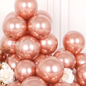 AULE Metallic Rose Gold Balloons 5 inch 50 Pcs Rose Gold Latex Balloons Chrome Helium Shiny Thicken Balloon Perfect Party Decoration for Wedding Birthday Baby Shower Graduation Christmas Carnival