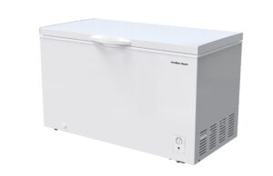 14 cu ft chest freezer - white, large storage for families, space-saving flat back, front drain, garage ready - by hamilton beach