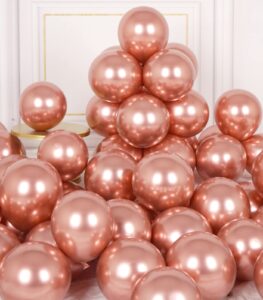 aule metallic rose gold balloons 5 inch 50 pcs rose gold latex balloons chrome helium shiny thicken balloon perfect party decoration for wedding birthday baby shower graduation christmas carnival