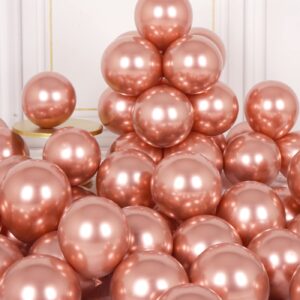 AULE Metallic Rose Gold Balloons 5 inch 50 Pcs Rose Gold Latex Balloons Chrome Helium Shiny Thicken Balloon Perfect Party Decoration for Wedding Birthday Baby Shower Graduation Christmas Carnival