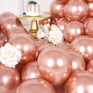 AULE Metallic Rose Gold Balloons 5 inch 50 Pcs Rose Gold Latex Balloons Chrome Helium Shiny Thicken Balloon Perfect Party Decoration for Wedding Birthday Baby Shower Graduation Christmas Carnival