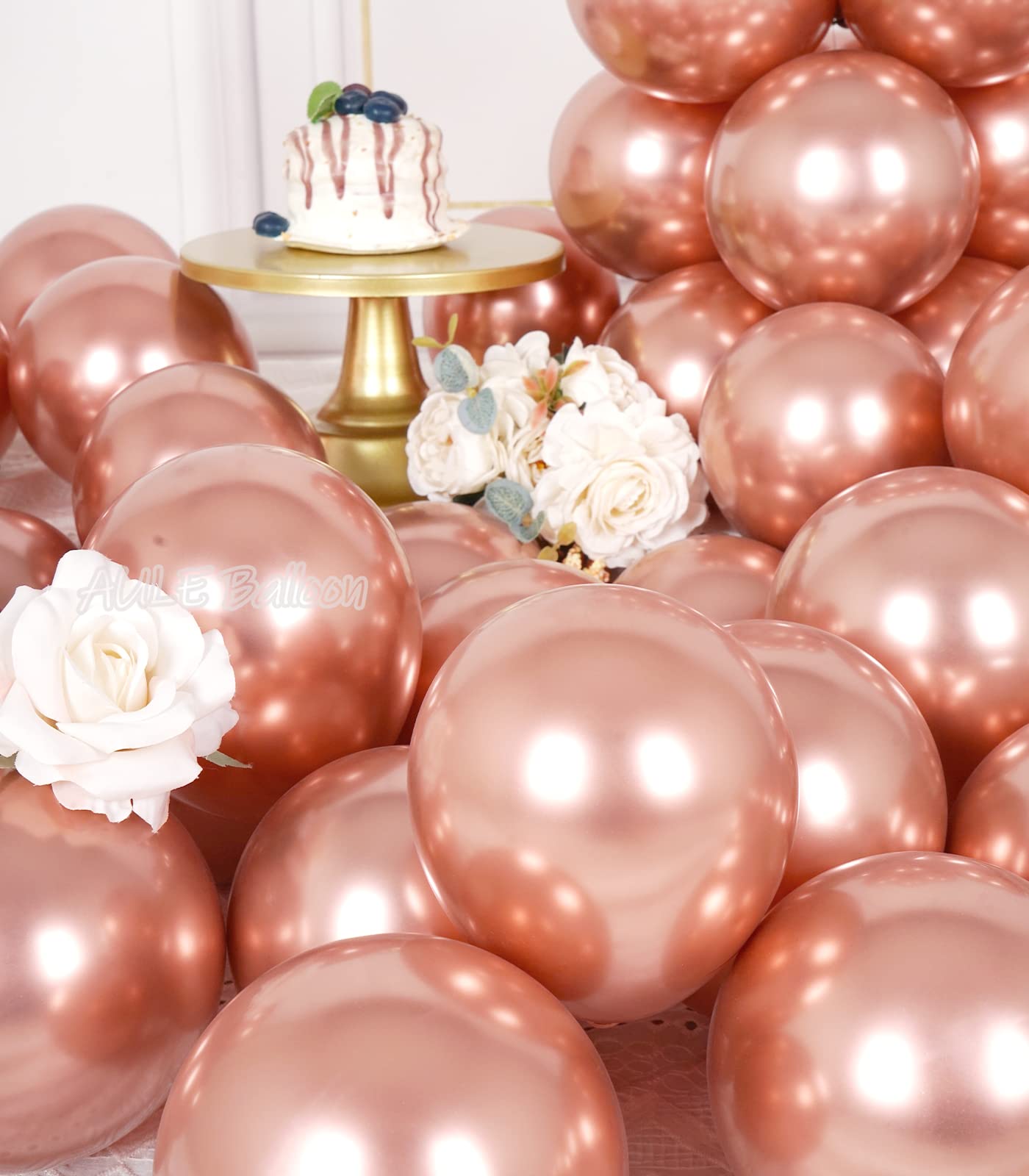 AULE Metallic Rose Gold Balloons 5 inch 50 Pcs Rose Gold Latex Balloons Chrome Helium Shiny Thicken Balloon Perfect Party Decoration for Wedding Birthday Baby Shower Graduation Christmas Carnival