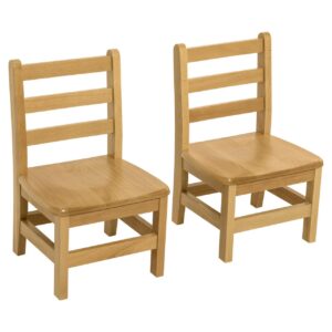 rri goods kids wooden chair set, fully assembled youth ladderback wood chairs for children, 13" seat height for ages 6-9 (set of two)