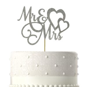 nshyxxspy silver glitter mr & mrs cake topper for bride and groom sign wedding, engagement, wedding anniversary cake toppers decorations